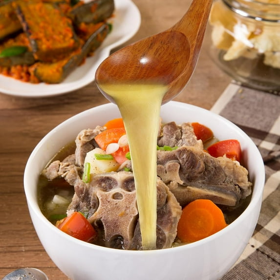 LIDUI-Wooden Ladle, 11" Long Handle Soup Ladle Spoon 3 fl oz Extra ...