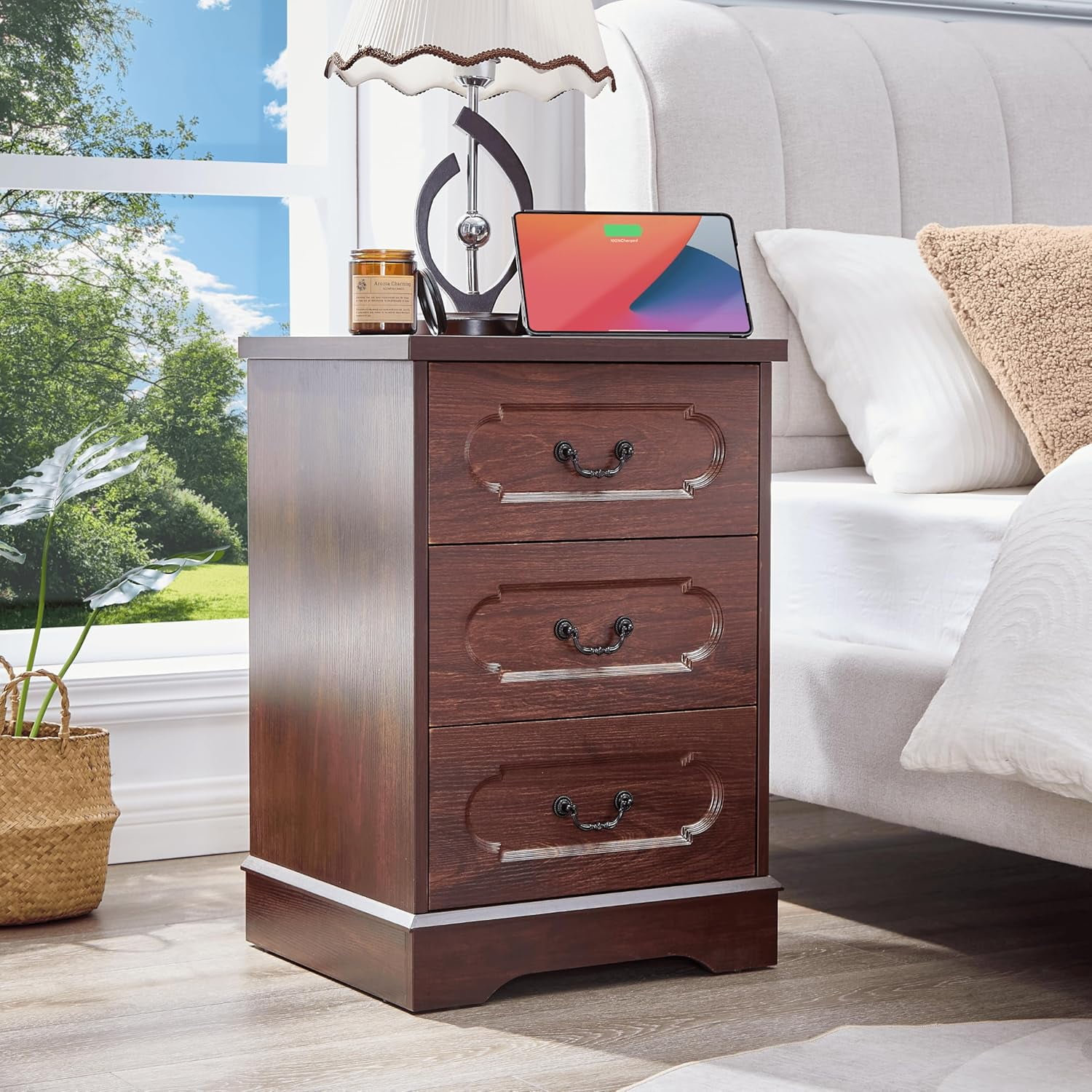 LIDYUK 3 Drawer Dresser for Bedroom Farmhouse Cherry Wood Chest of ...