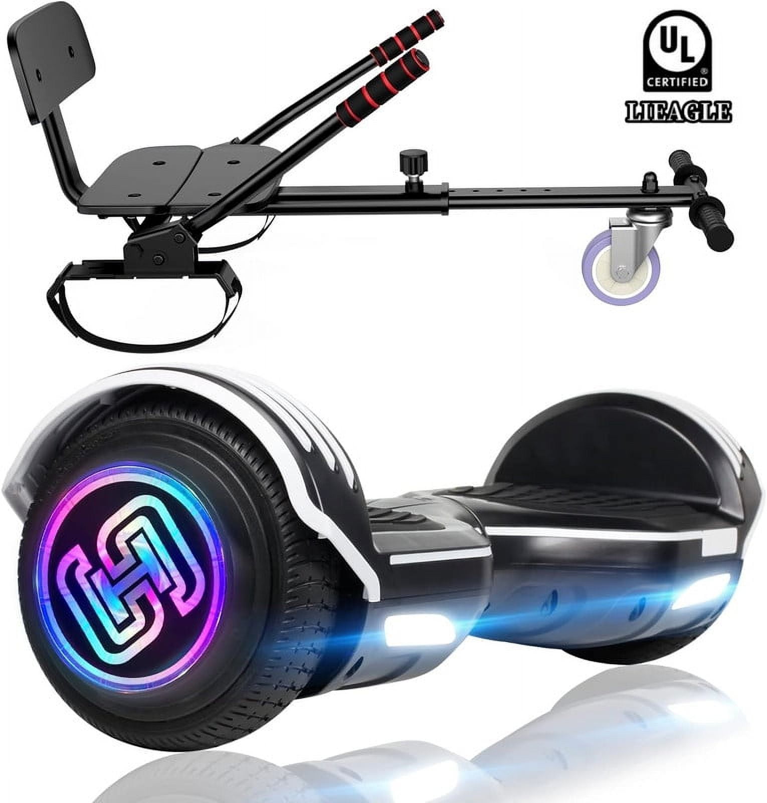 LIEAGLE Hoverboard with Seat Attachment Combo, 6.5 inch Self Balancing Electric Scooter with ...