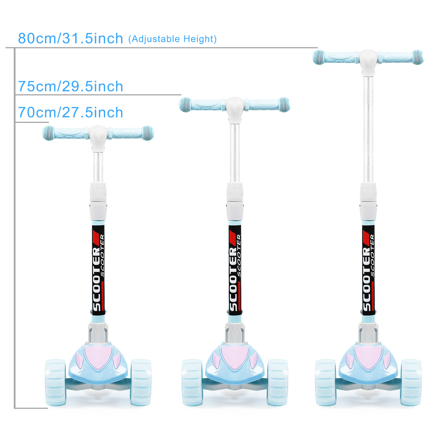 LIEAGLE adjustable Kids LED Light Up Wheel Scooters, Mini Aluminum ...