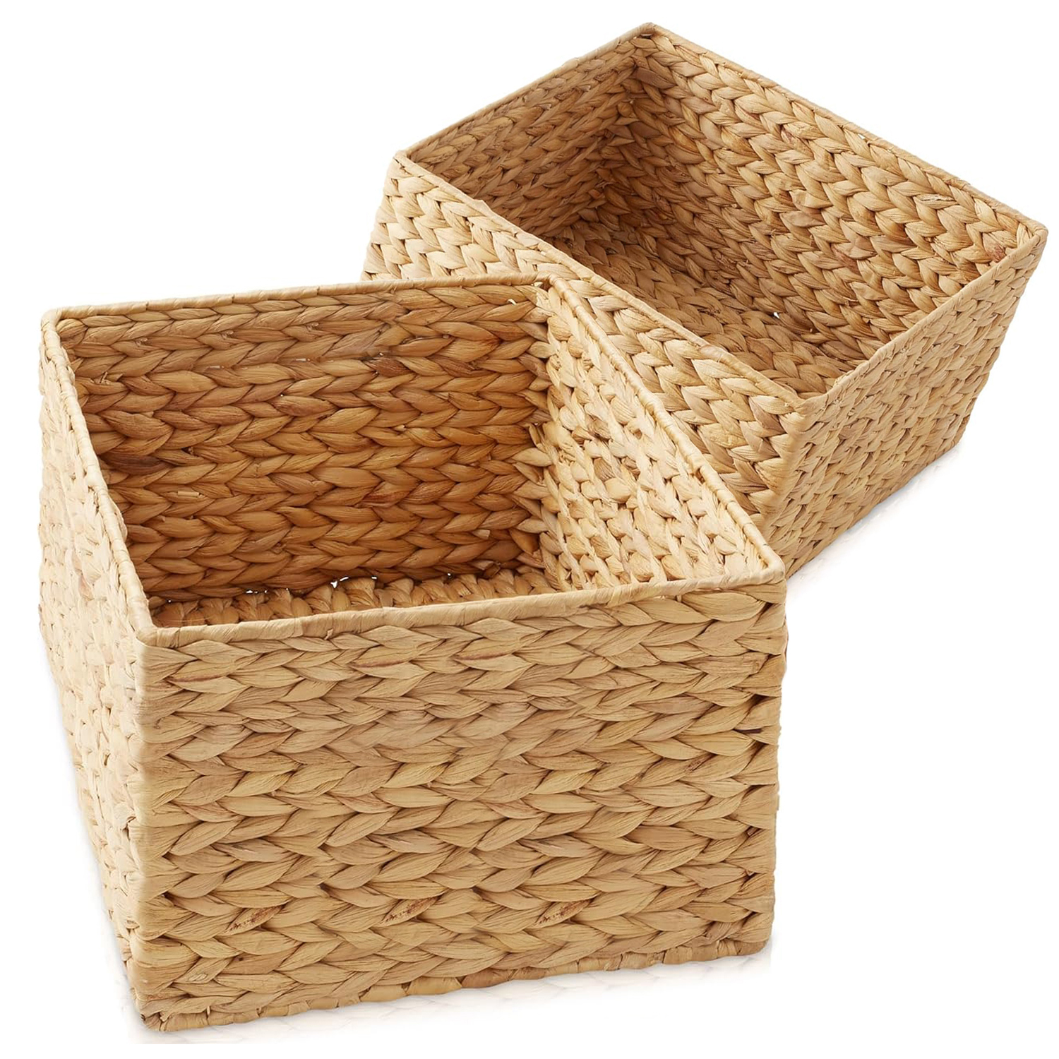BlueMake Shelf Baskets with Lids Wicker Storage Baskets for Shelves ...