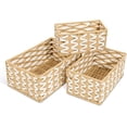 Wicker Basket Set of 3, Seagrass Storage Baskets for Shelves with Iron ...