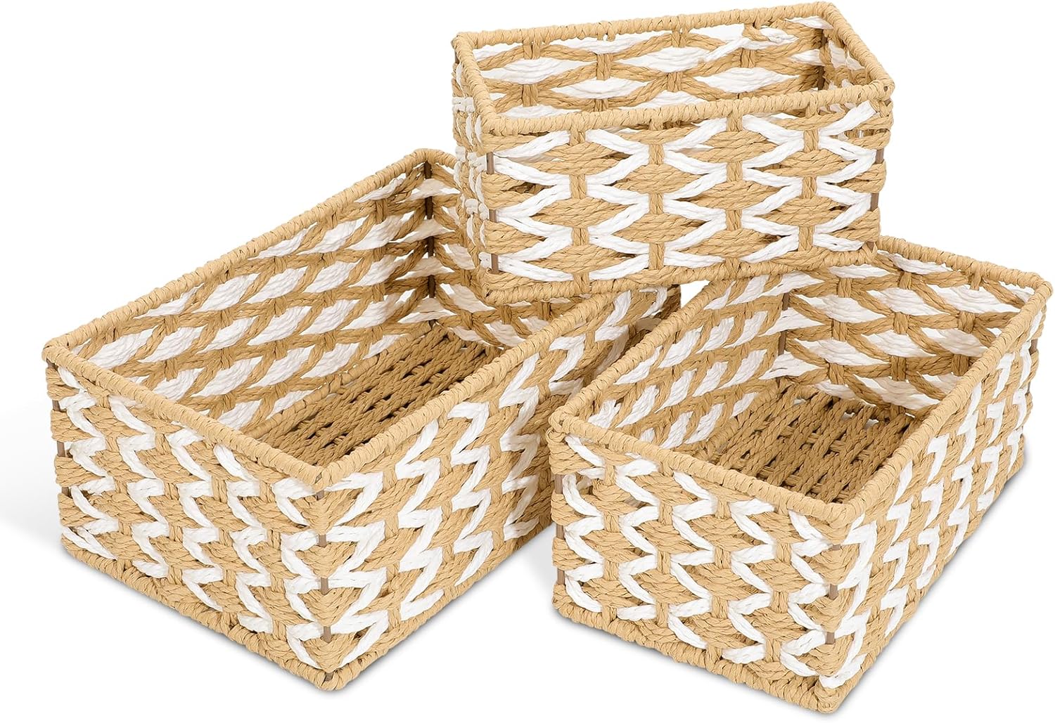 Casafield (Set of 3) Water Hyacinth Rectangular Storage Baskets with ...