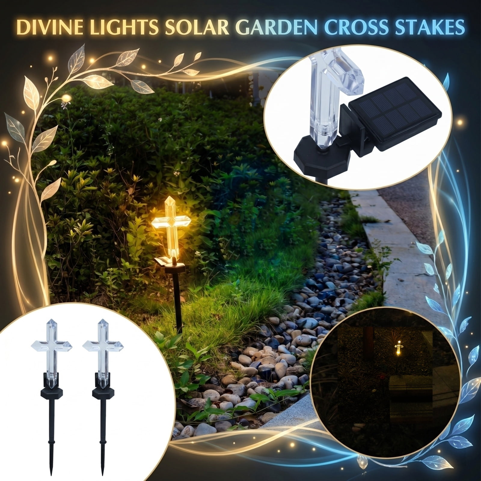 LIERTOUR Plus-Shaped Ground Light, Warm White Waterproof Lawn Lamp for ...