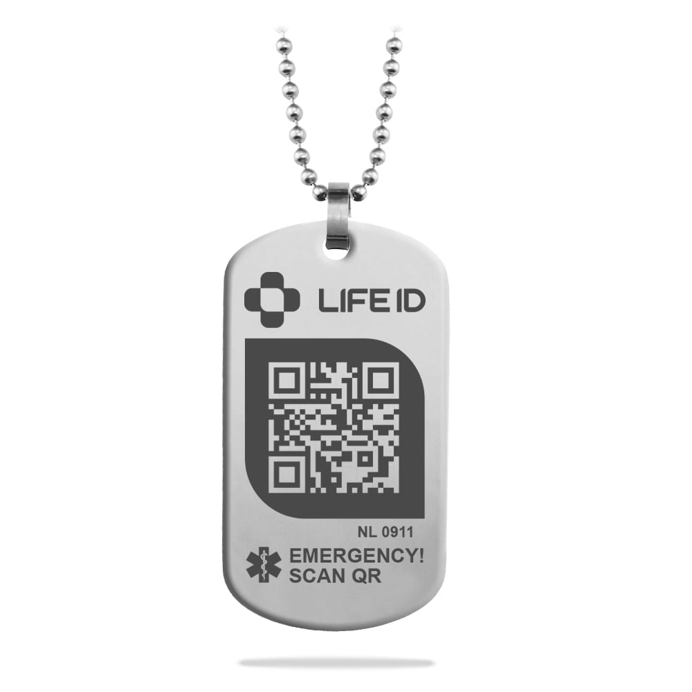 LIFE ID Necklace Medical ID Tag I Free Online Profile I Edit Health ...