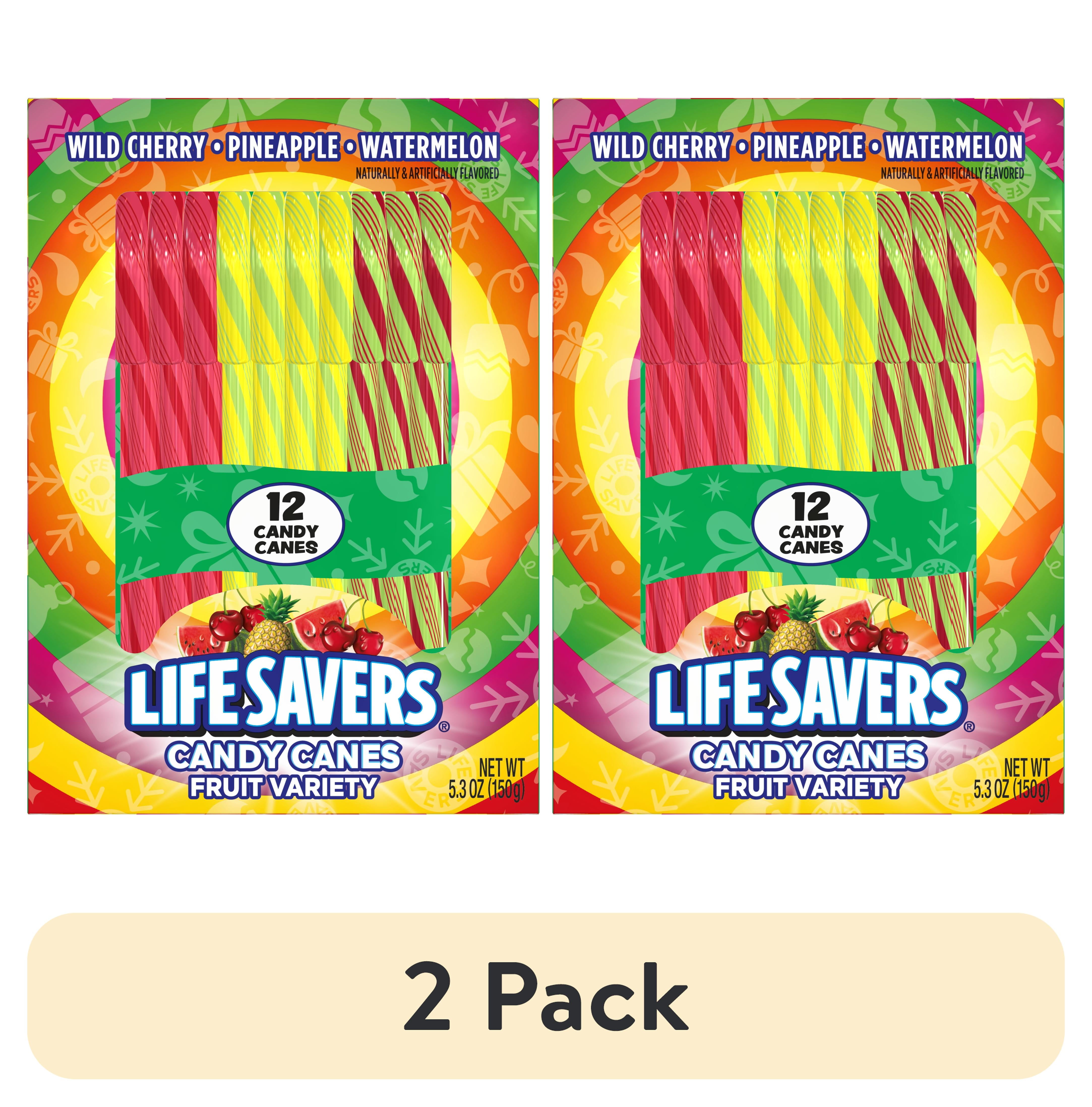 (2 pack) LIFE SAVERS Assorted Fruit Flavors Christmas Candy Canes Stocking Stuffers, 5.3oz 12 ...