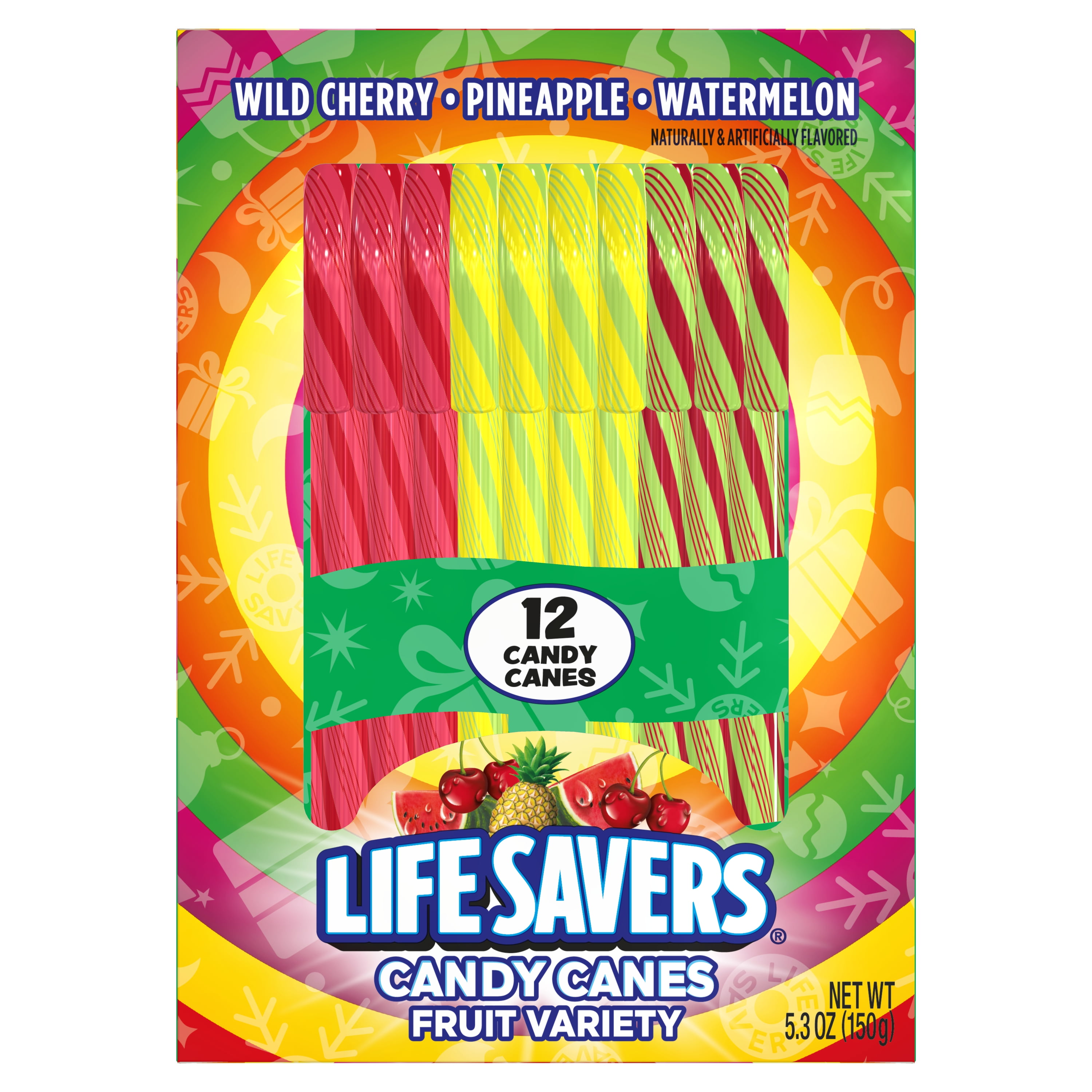 LIFE SAVERS Assorted Fruit Flavors Candy Canes, Christmas Original ...