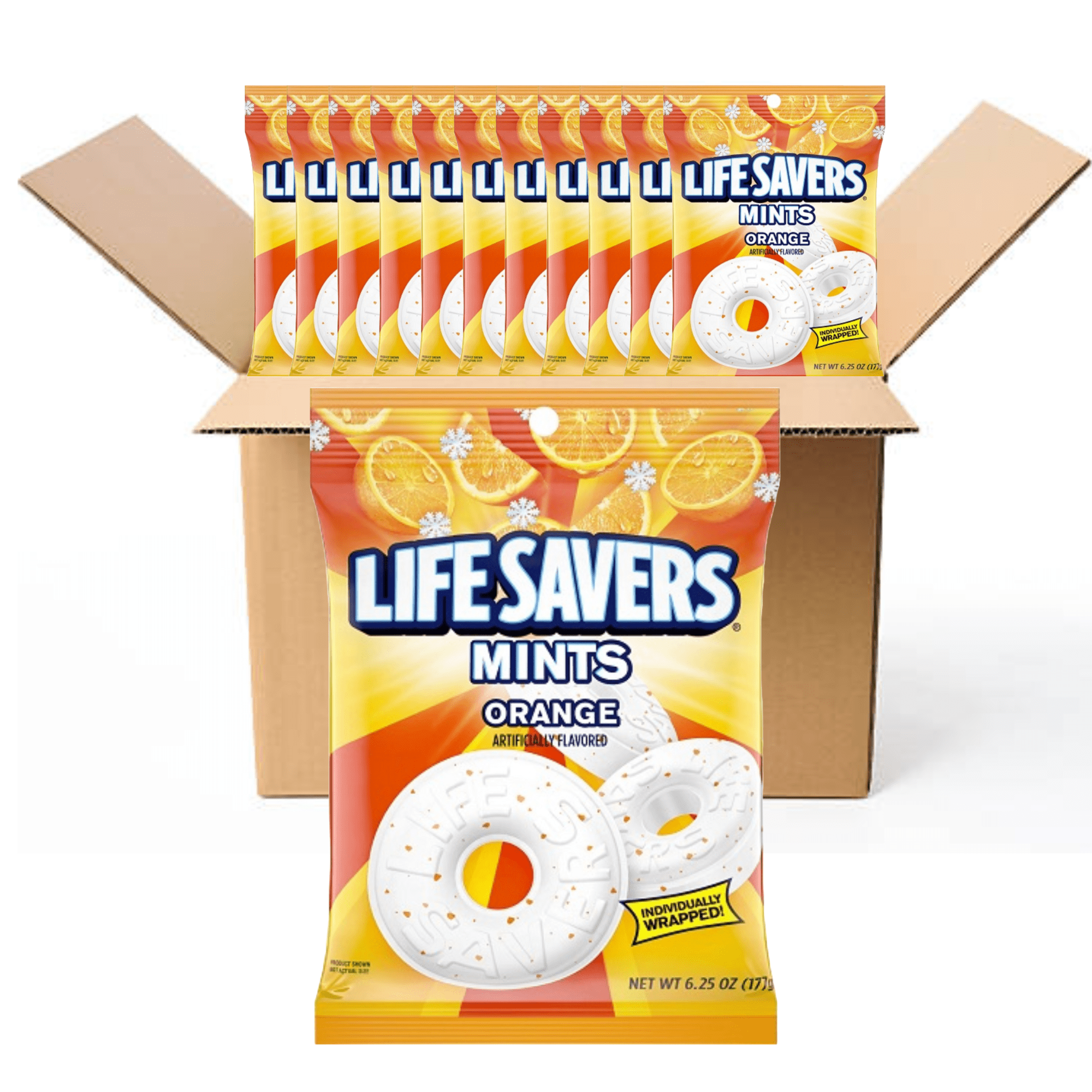 LIFE SAVERS ORANGE MINT Bag 6.25 Ounce Fresh Individually Wrapped (Pack ...