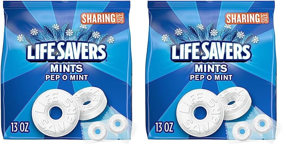LIFE SAVERS Pep-O-Mint Breath Mints Hard Candy, Sharing Size, 13 oz Bag ...
