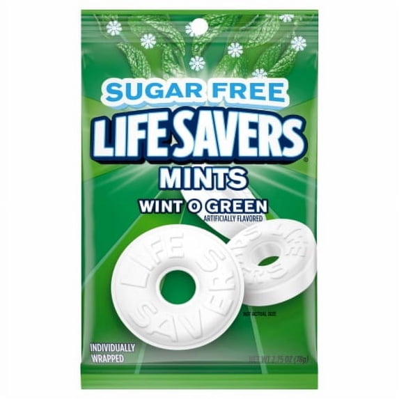 LIFE SAVERS Wint O Green Sugarfree Mints Candy Bag - 2.75 oz - Walmart.com
