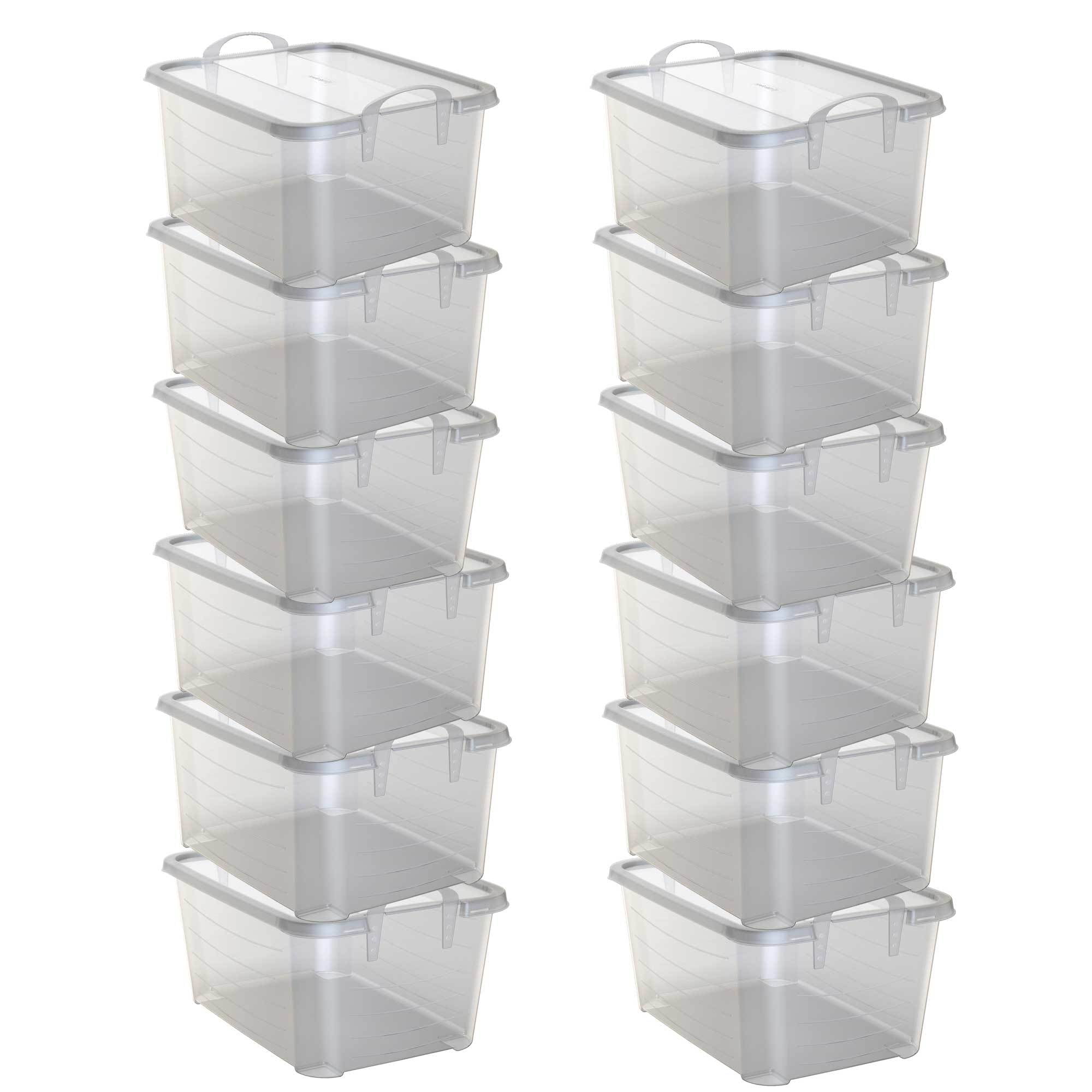 LIFE STORY 13.75 Gallon Stackable Plastic Storage Boxes, Clear, 12 ...