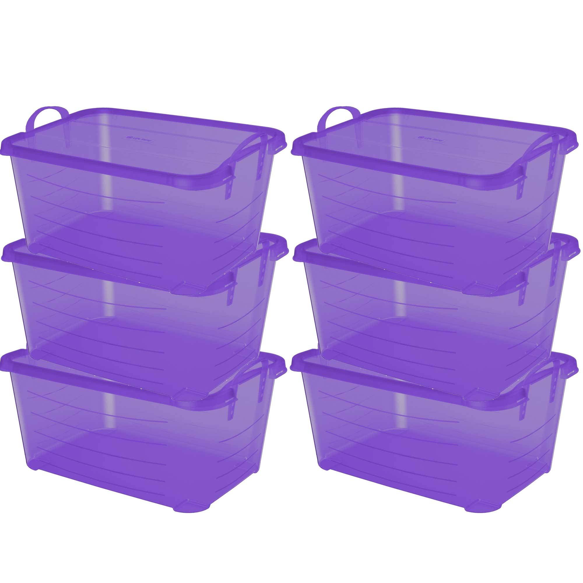 LIFE STORY 13.75 Gallon Stackable Tote Container with Handles and Lids ...