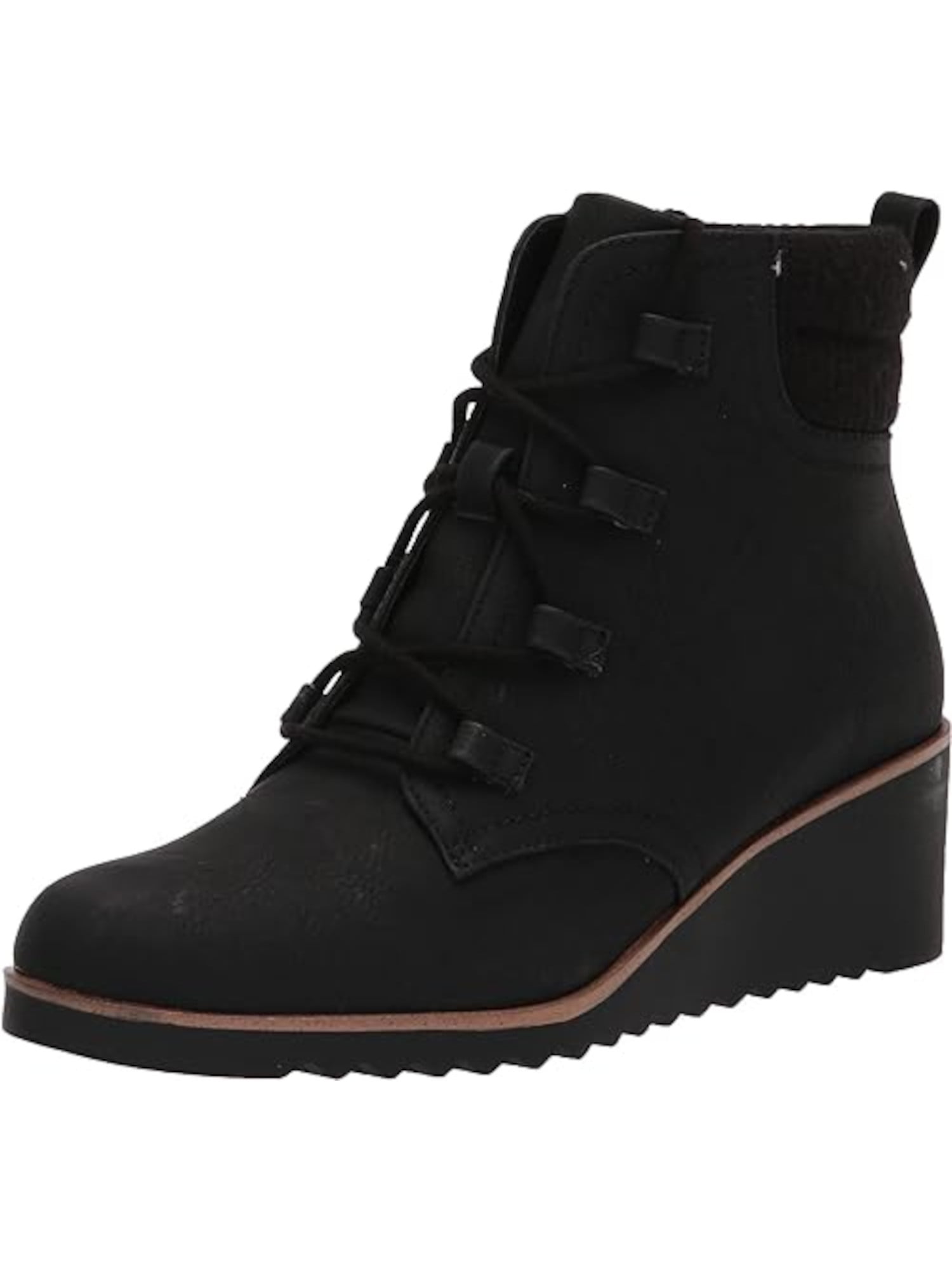 LifeStride Women's Black Wedge Booties, Lace Pull Tab, Comfort Tread ...