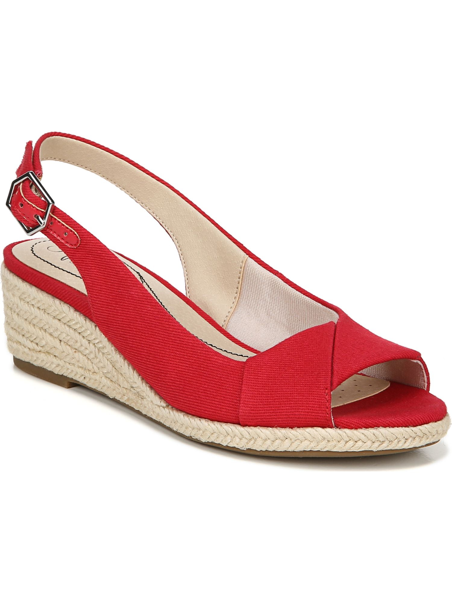 LIFE STRIDE Womens Red 1/2 Platform Adjustable Padded Socialite Round ...