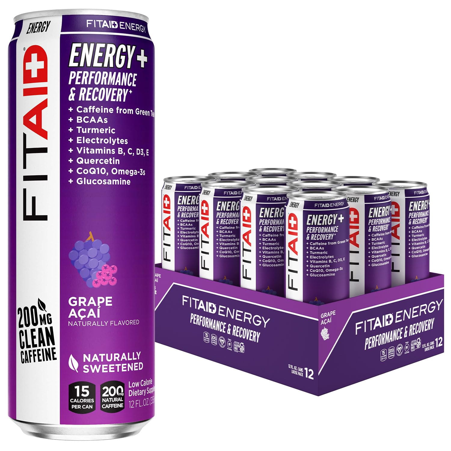 LIFEAID FITAID Energy Grape AÇAI, 200mg Natural Caffeine, Keto, Pre ...