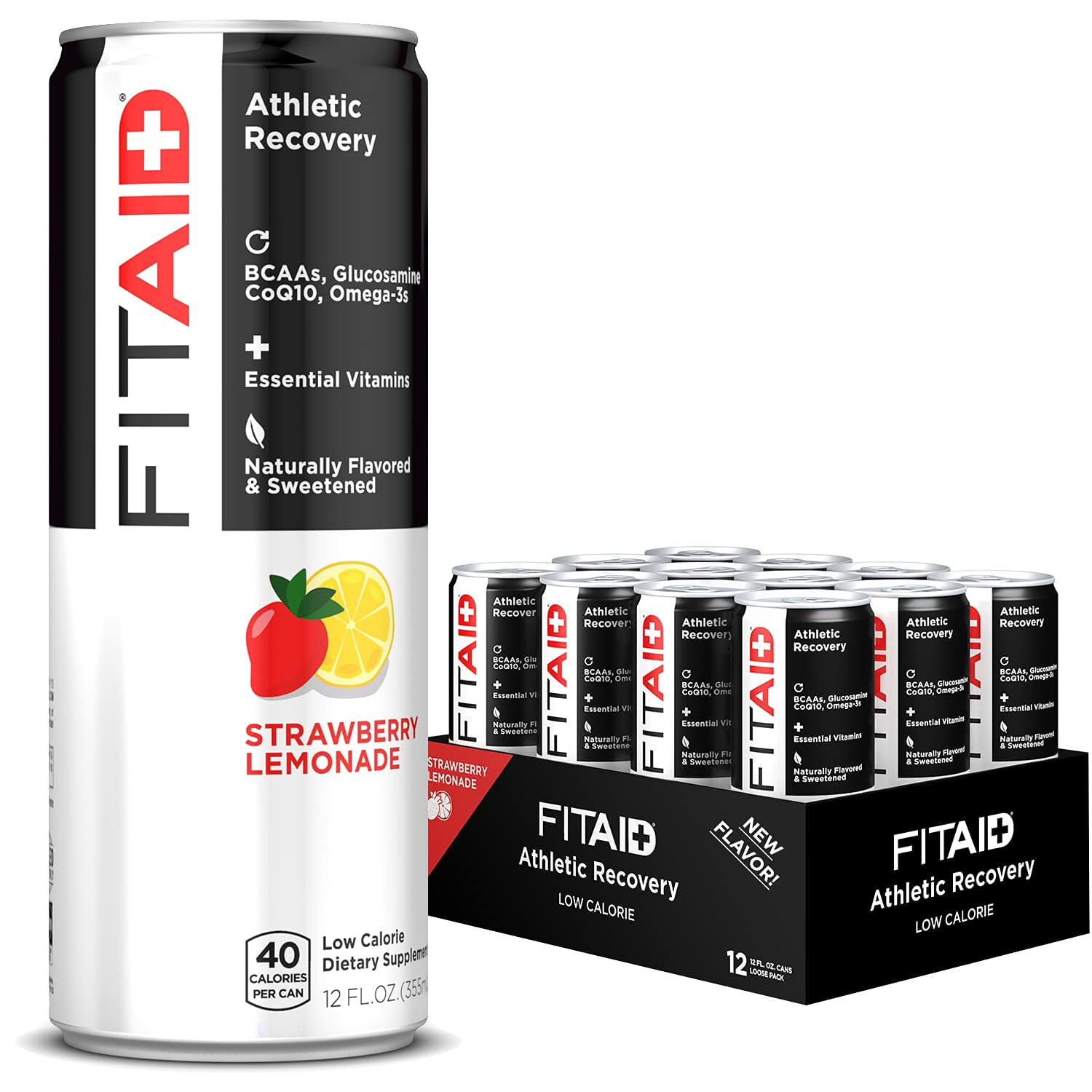 FITAID Recovery Blend, Strawberry Lemonade, Workout Hydration, 12-oz ...