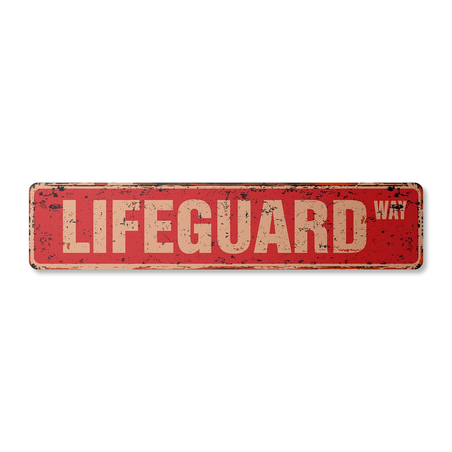 LIFEGUARD Vintage Plastic Street Sign swimming pool lake ocean life ...