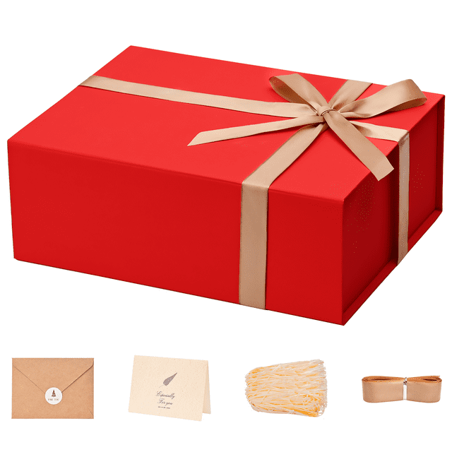 LIFELUM Red Large Gift Box 13 x 10 x 5 Christmas Gift Box with Lids for ...