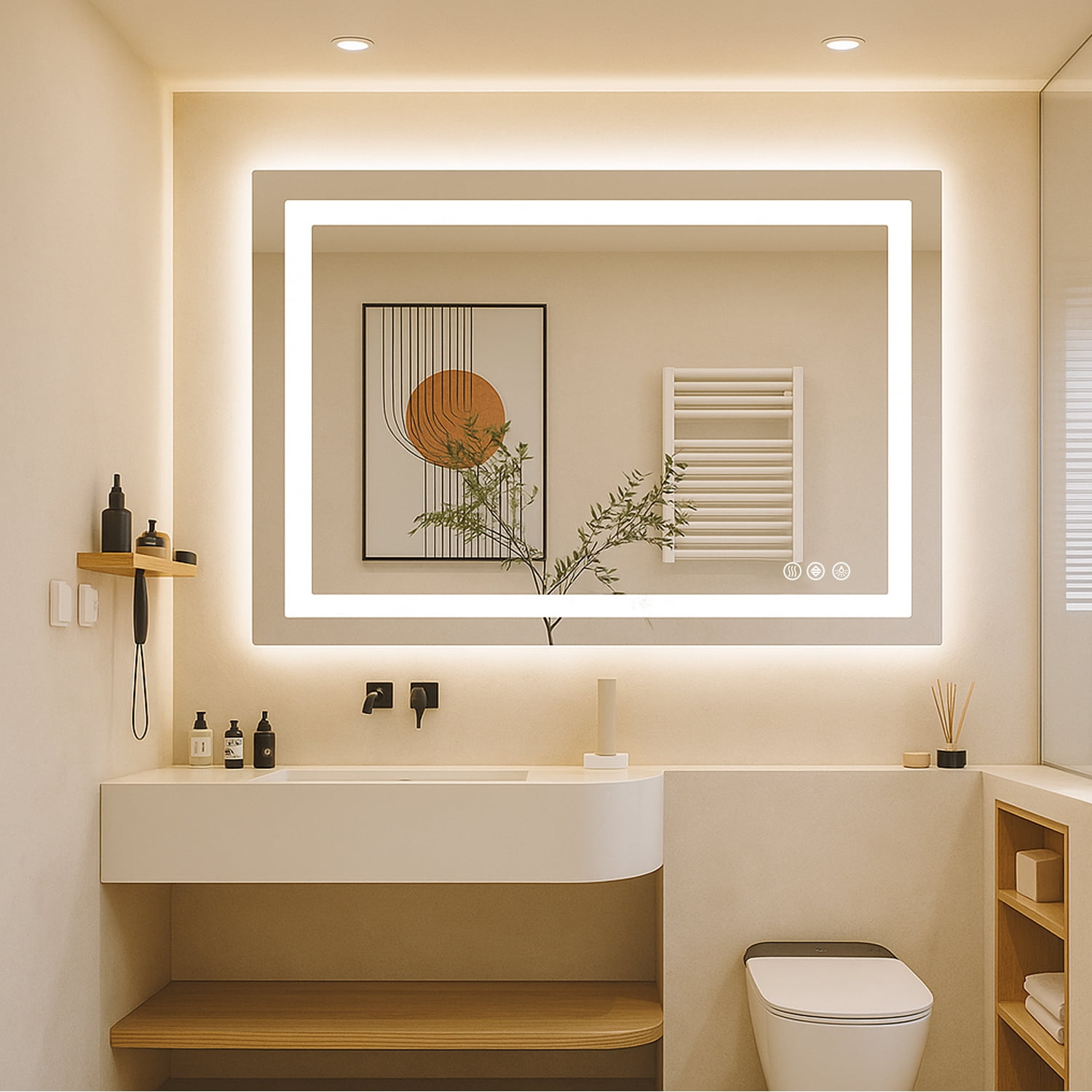 LIFERECORD 20x28 Inch LED Bathroom Mirror with Dual Light Source, 3 ...