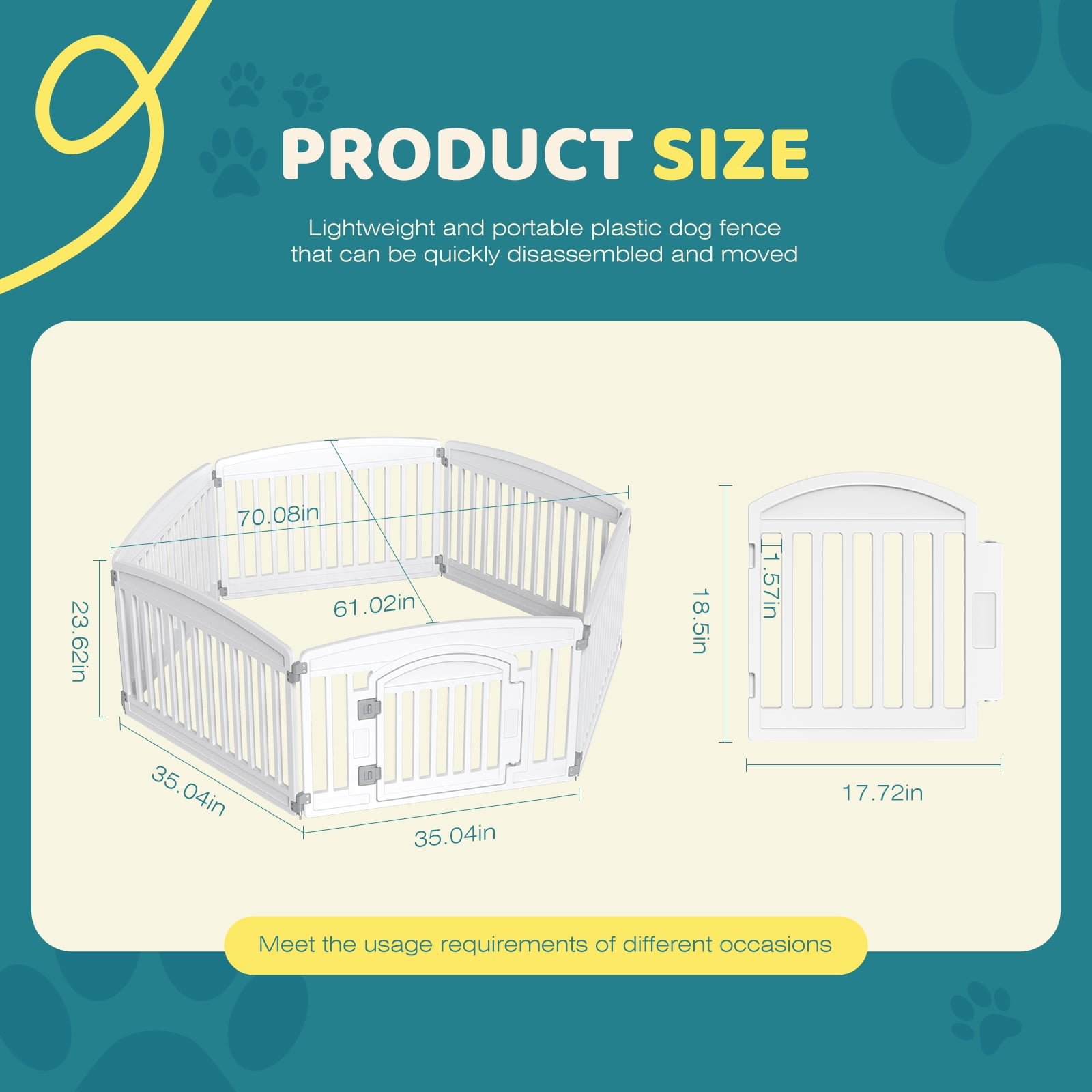 LIFERECORD 24-Inch 6-Panel Lightweight Indoor Dog Playpen with Door ...
