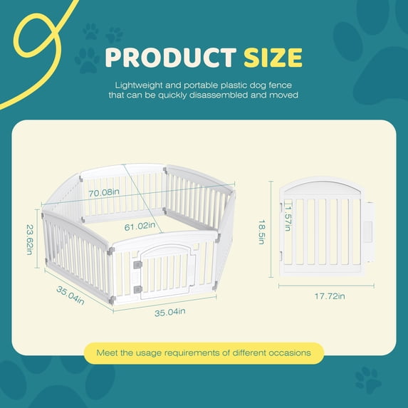 LIFERECORD 24-Inch 6-Panel Lightweight Indoor Dog Playpen with Door ...