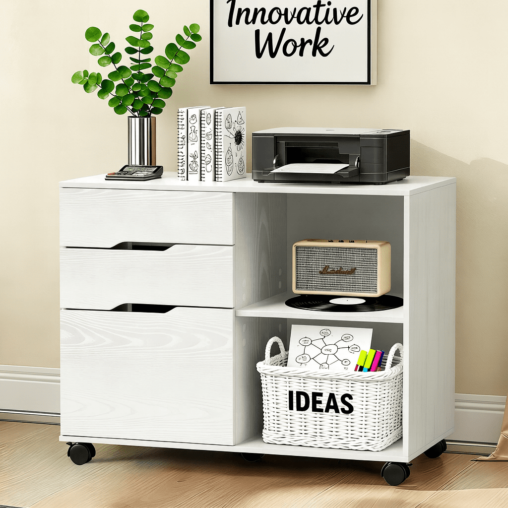 LIFERECORD 3-Drawer Lateral File Cabinet with Wheels, Mobile Rolling ...