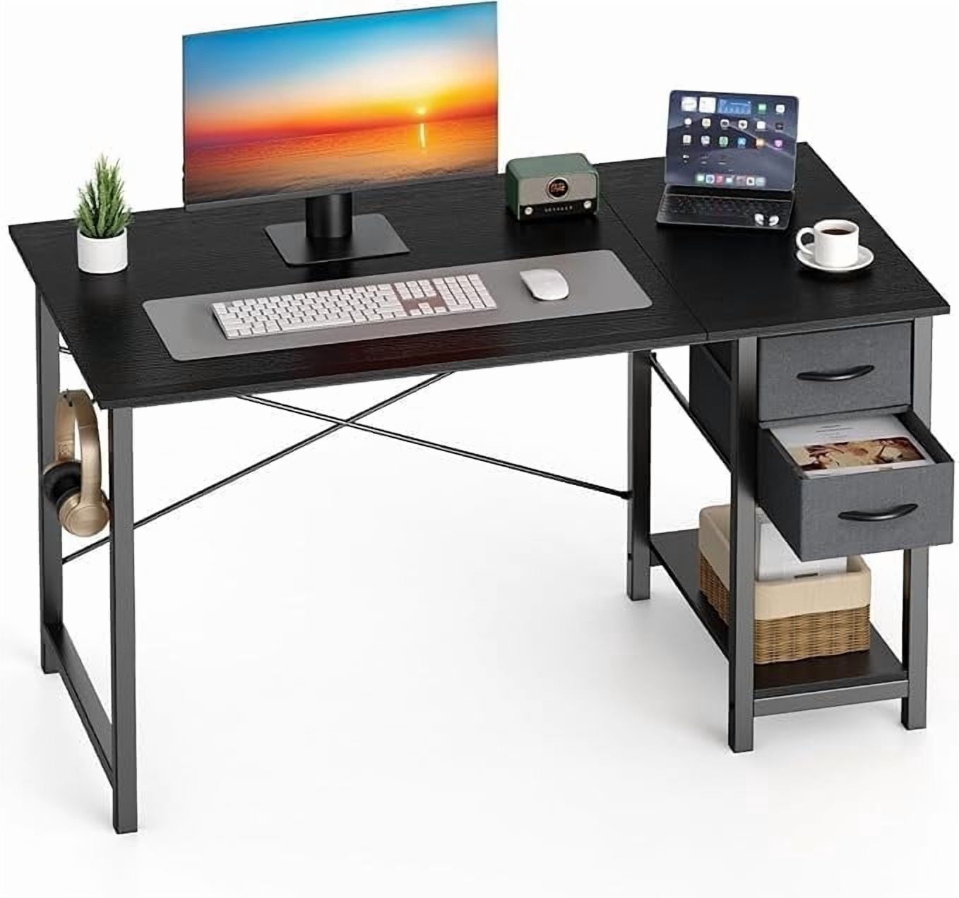 LIFERECORD 47 Inch Small Computer Desk with Storage Shelf 2-Tier ...