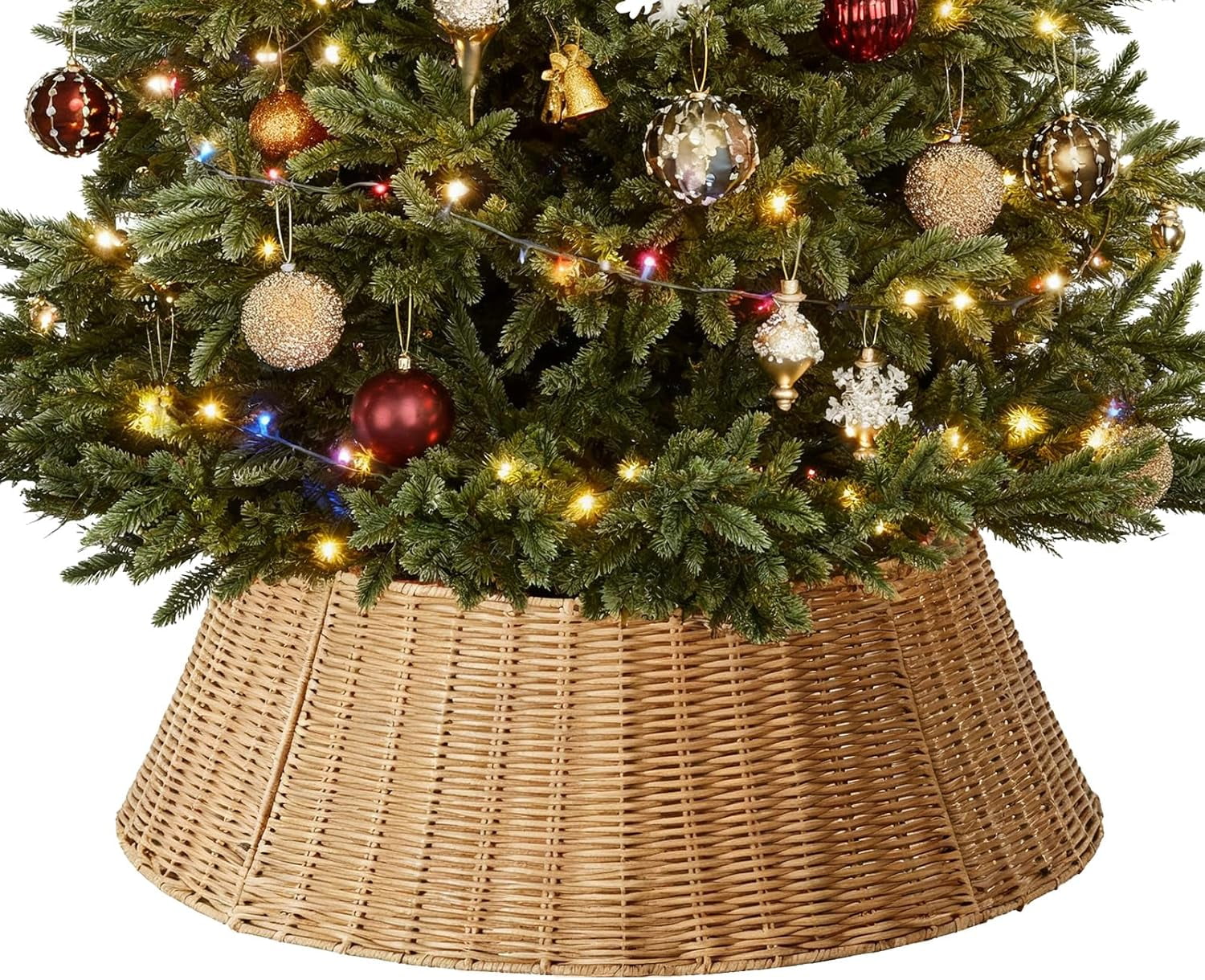 LIFERECORD Christmas Tree Collar, 27" Wicker Tree Collar for 6-9ft ...