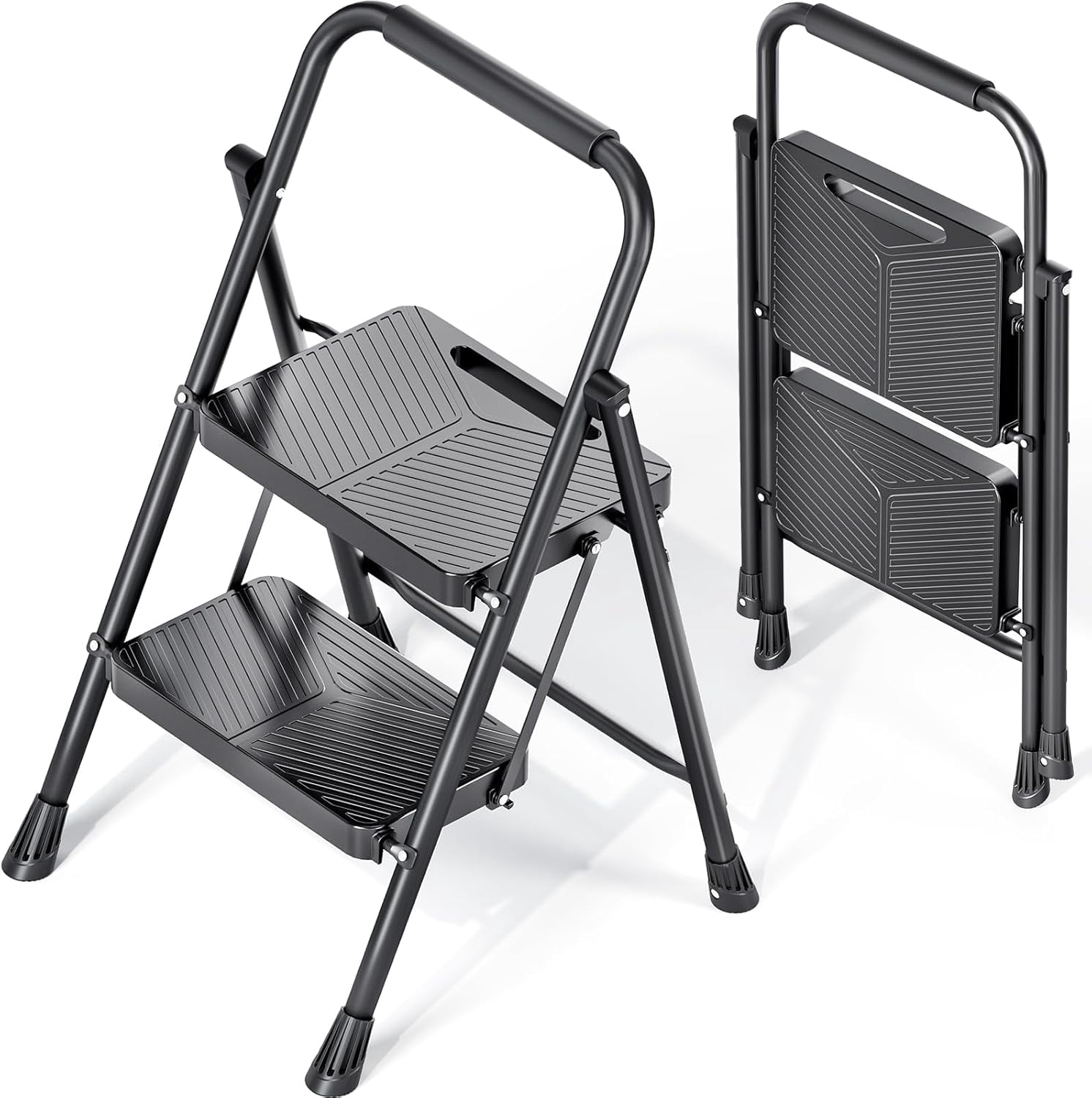 LIFERECORD Ladder 2 Fold Step Stool Non-Slip Pedals Handrails 800 lbs ...