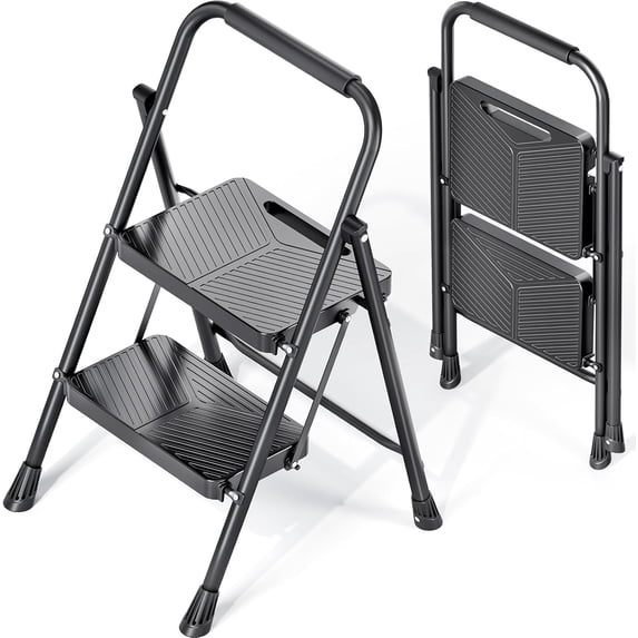 LIFERECORD Ladder 2 Fold Step Stool Non-Slip Pedals Handrails 800 lbs ...