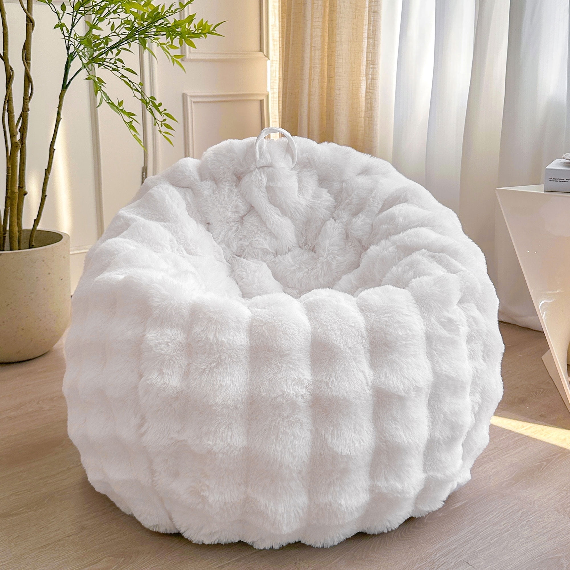 LIFEREVO Fluffy Faux Rabbit Fur Bean Bag Cover (No Filler), Big Luxury ...