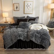 Wajade Plush Shaggy Comforter Set Fluffy Fuzzy Faux Fur Bedding Set ...