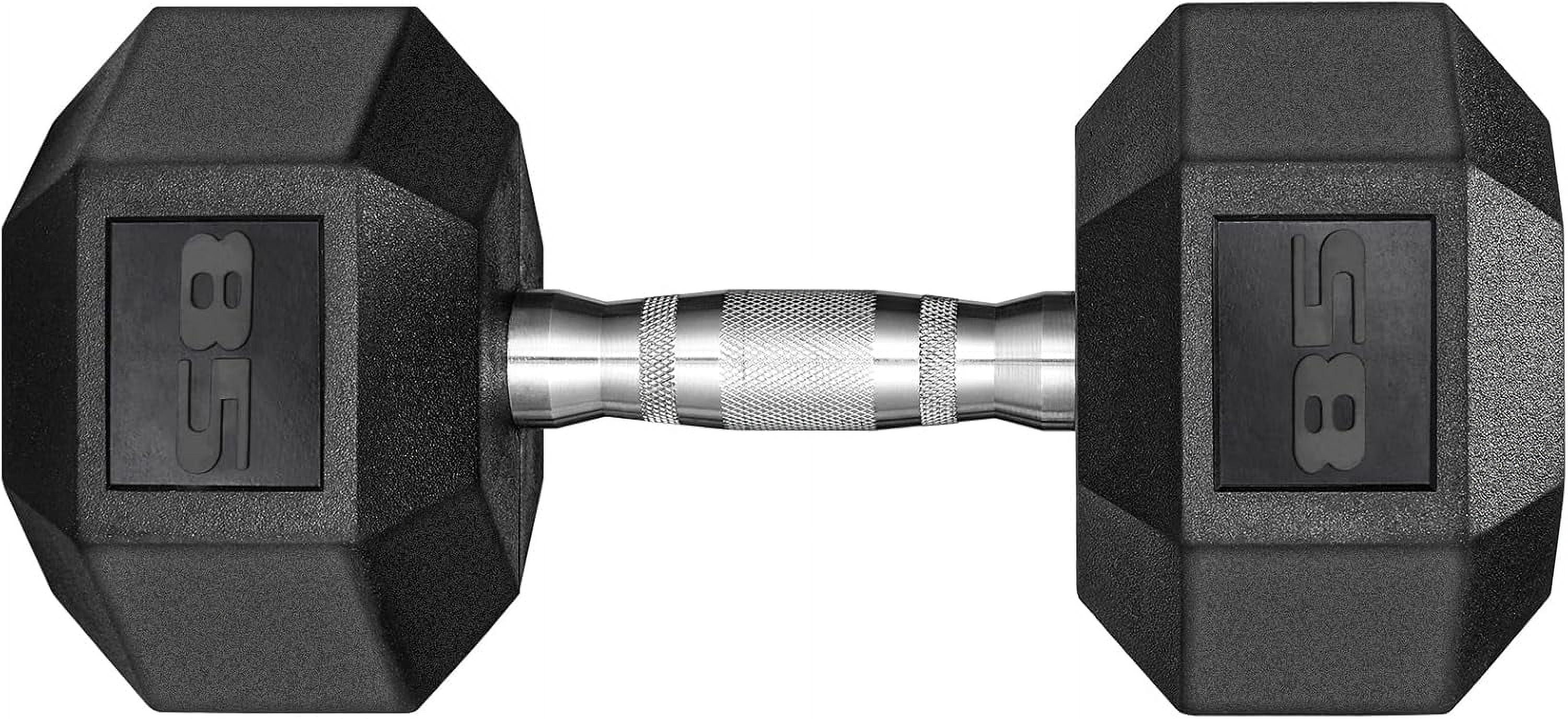 LIFERUN Dumbbells Rubber Coated Cast Iron Hex Black Dumbbell Free ...