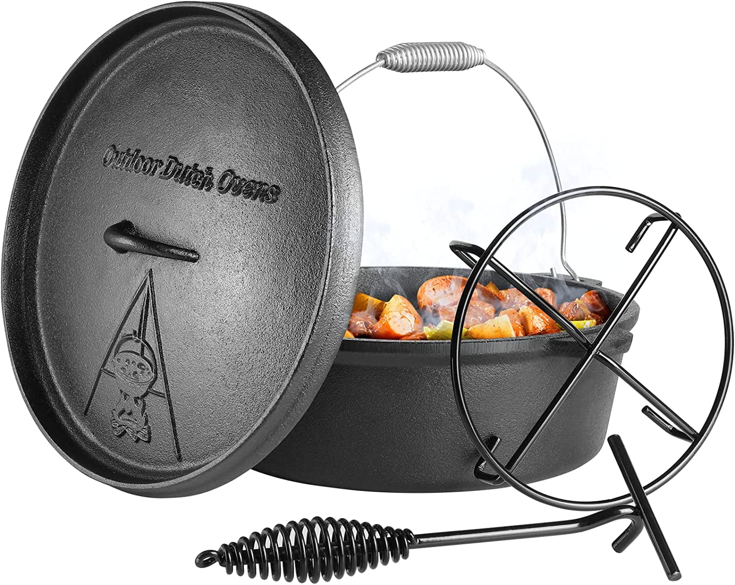 LIFERUN Dutch Oven Pot with Lid, 6.2 Quart Cast Iron Dutch Oven ...