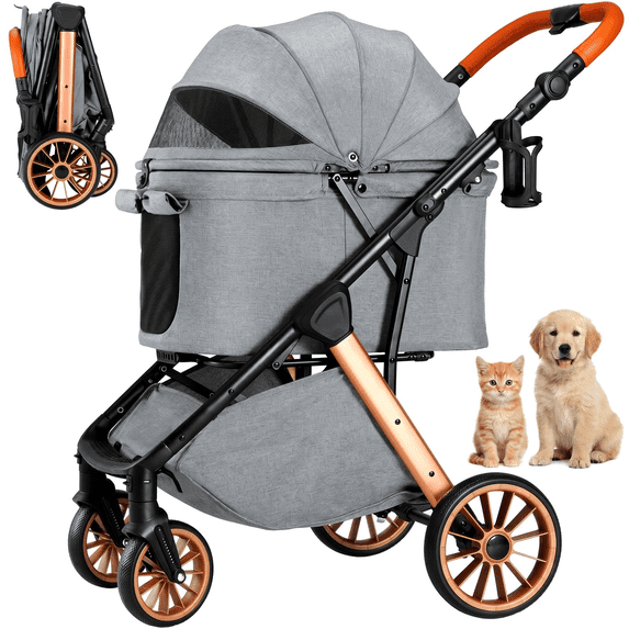LIFERUN Foldable Dog Stroller for Medium Dogs Cats up to 55 lbs ...