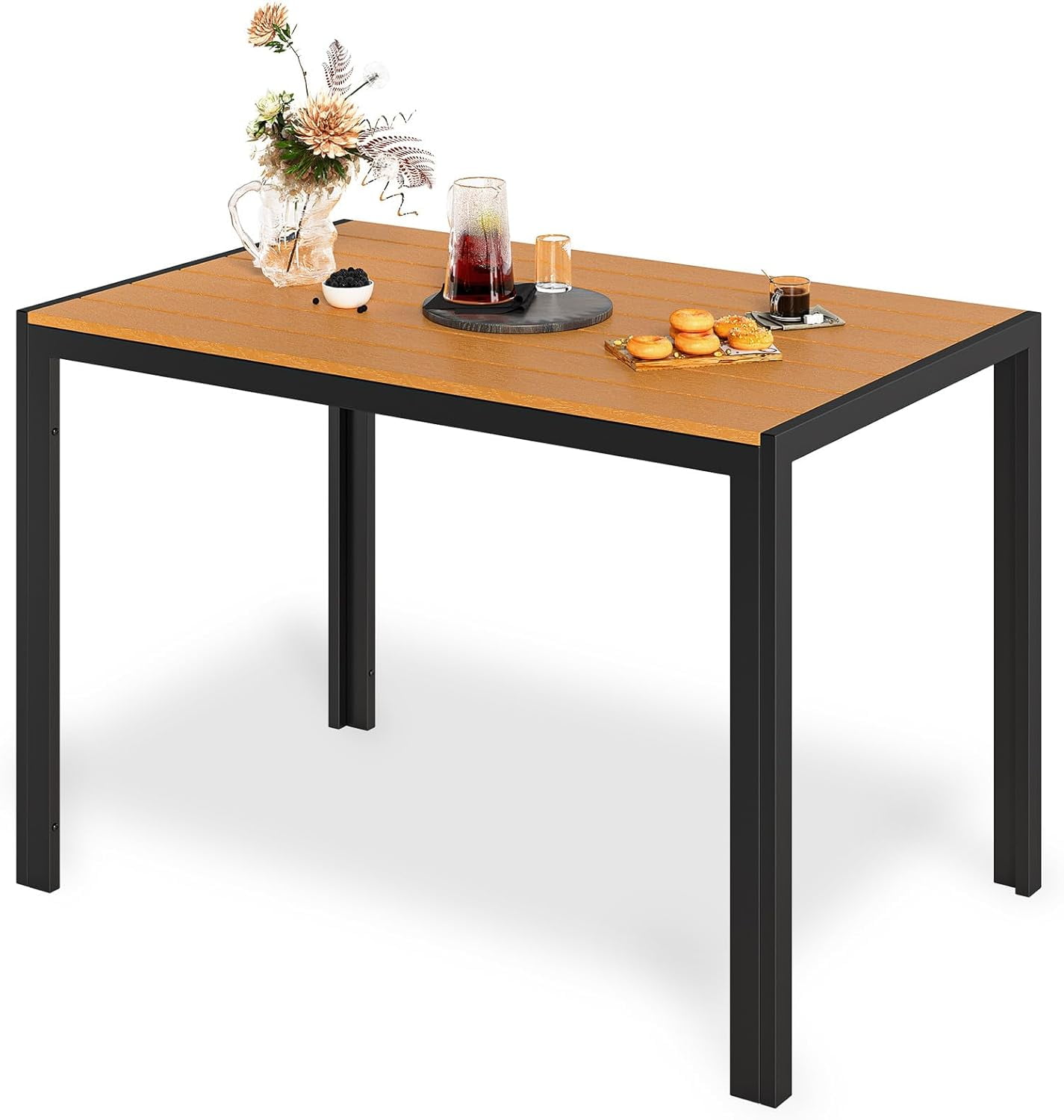 LIFERUN Outdoor Patio Table for 4-6 Person, 43×28in Outdoor Dining ...