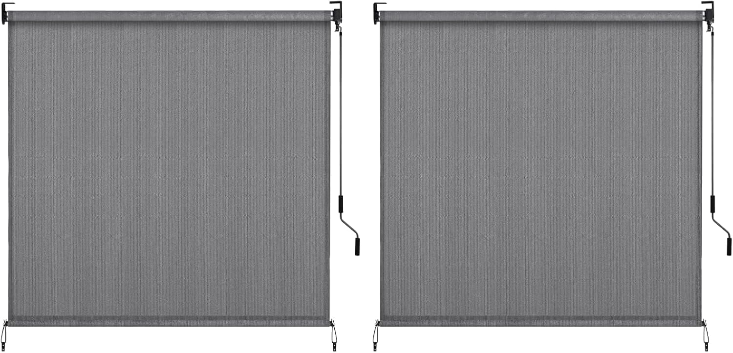 LIFERUN Outdoor Roller Sun Shade 2 Pack,HDPE Shade Cloth for Patio ...