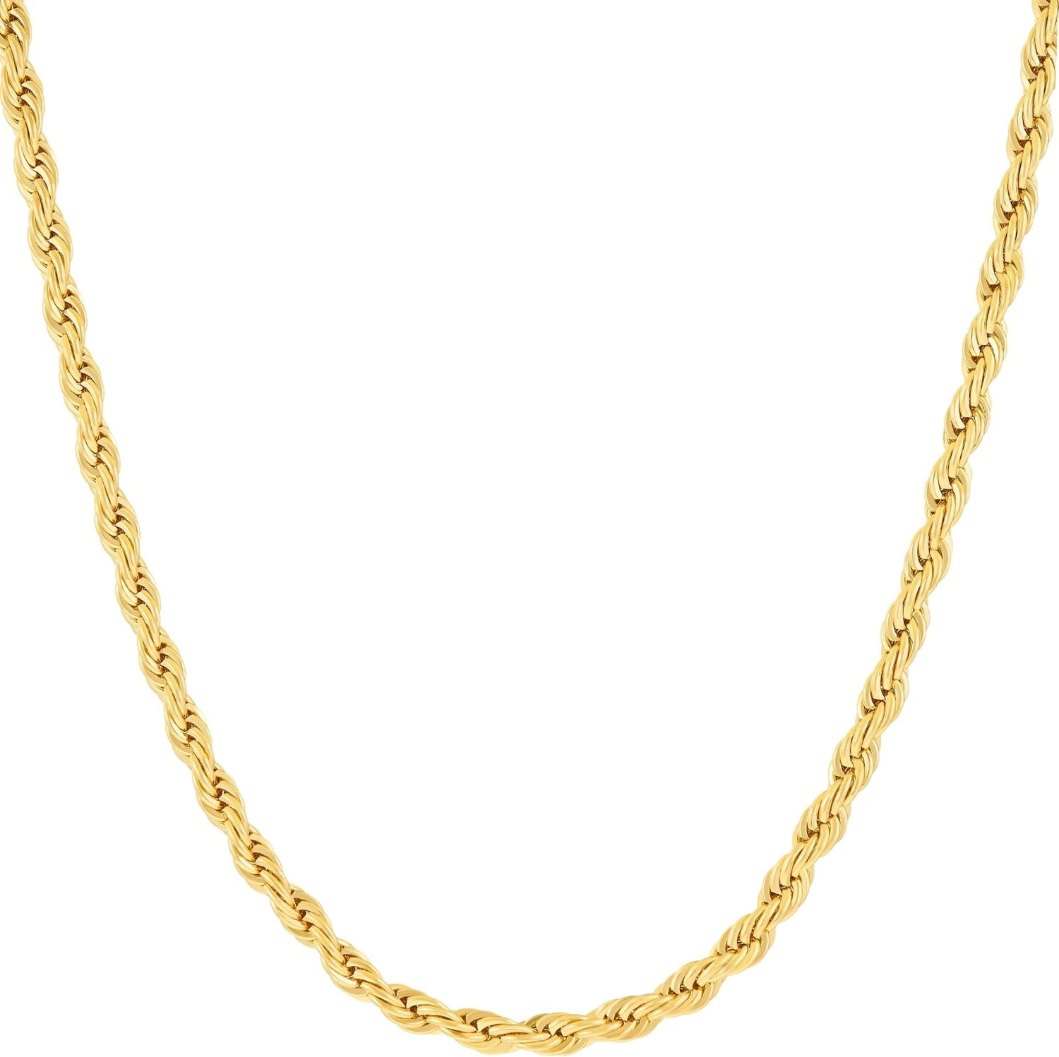 LIFETIME JEWELRY 24k Gold Plated 3mm Gold Rope Chain for Men & Women ...