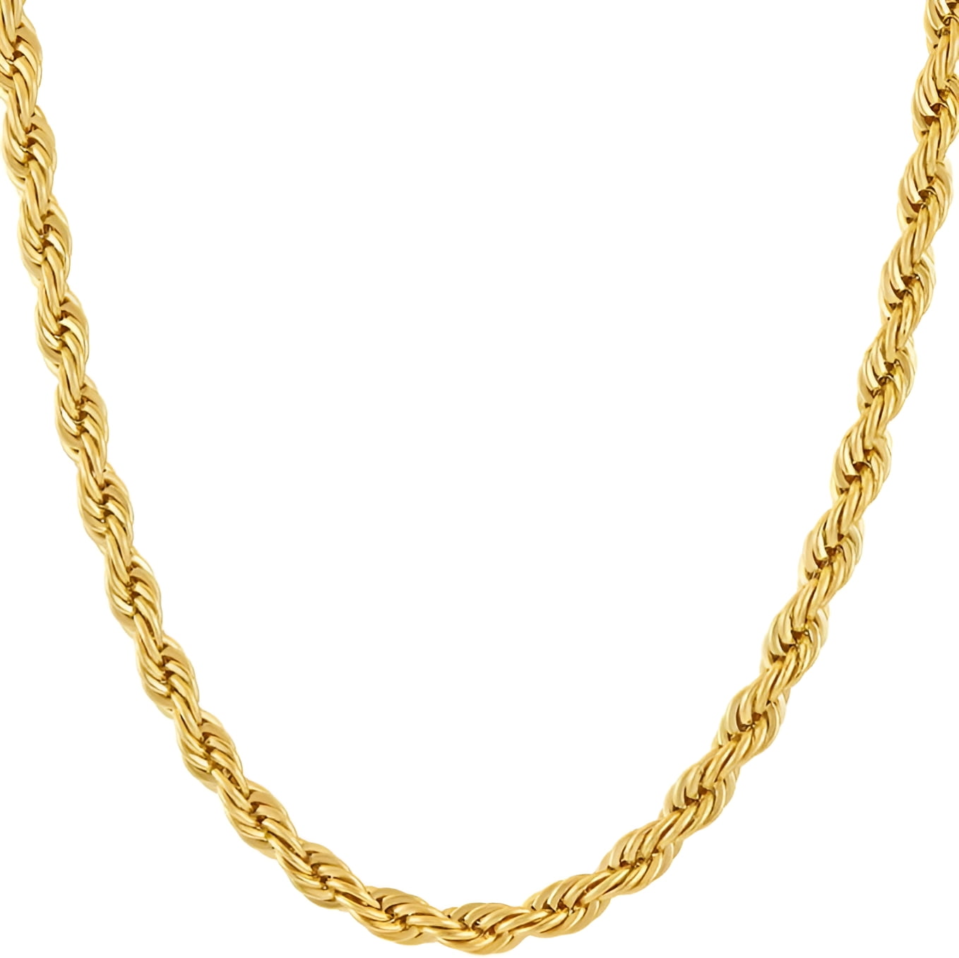 LIFETIME JEWELRY 3mm Rope Chain Necklace 24k Real Gold Plated Women and Men 16 mm Walmart