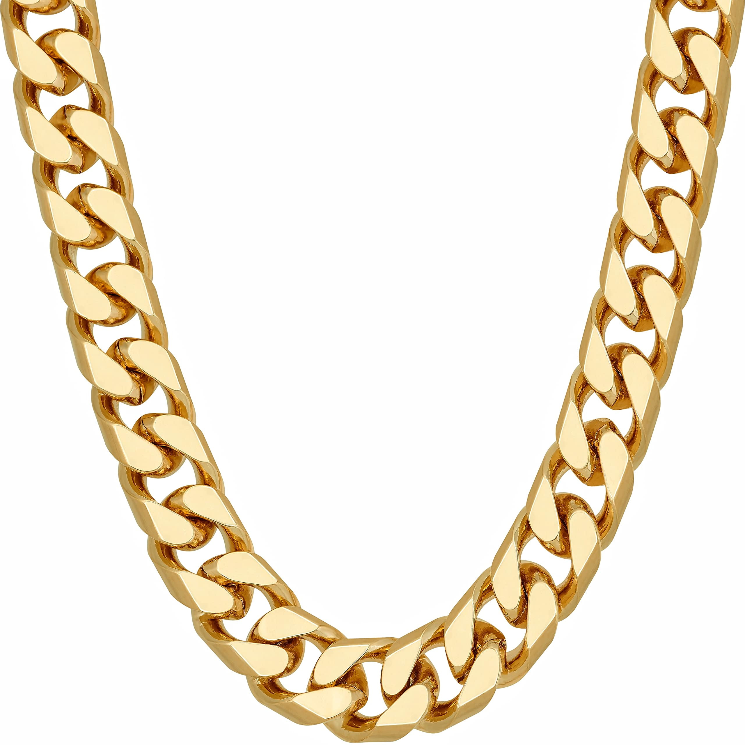 LIFETIME JEWELRY 9.5mm Miami Curb Square Cut Cuban Link Chain Necklaces ...