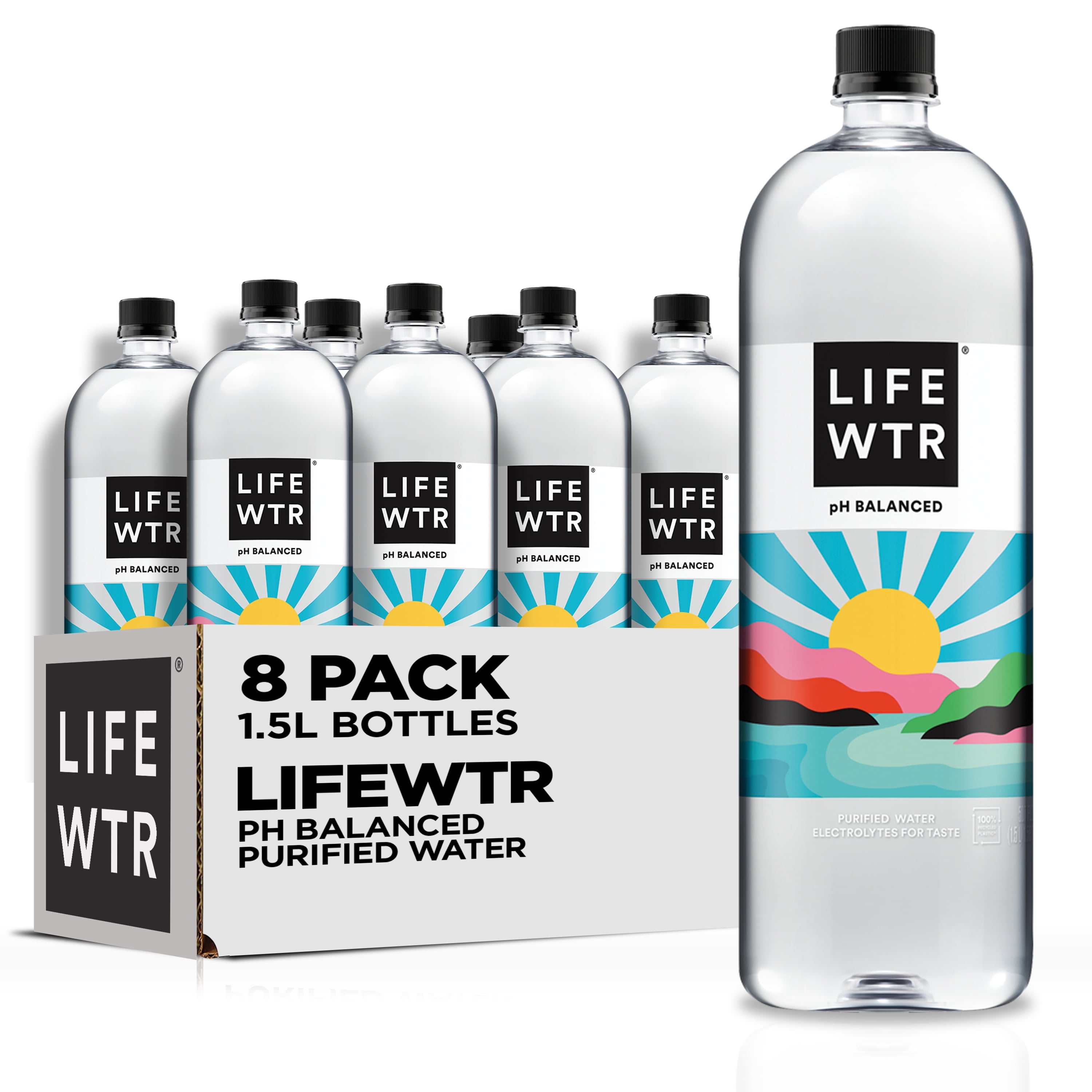 LIFEWTR High pH Electrolytes Purified Drinking Water, 1.5 Liter, 8 Pack ...