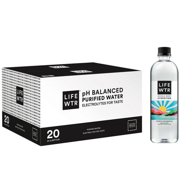 LIFEWTR Purified Drinking Water, 20 fl oz, 20 Pack Plastic Bottles ...