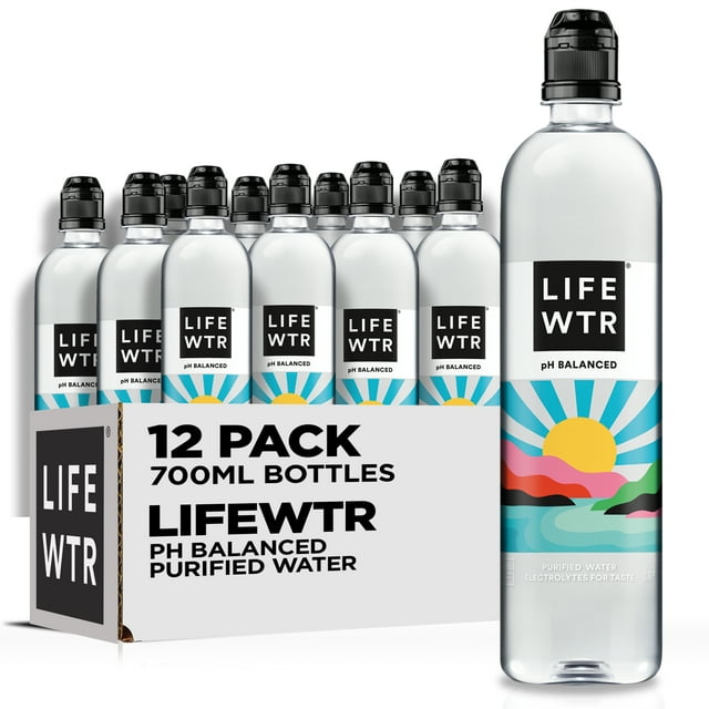 LIFEWTR Purified Drinking Water, 23.6 fl oz, 12 Pack Plastic Bottles ...