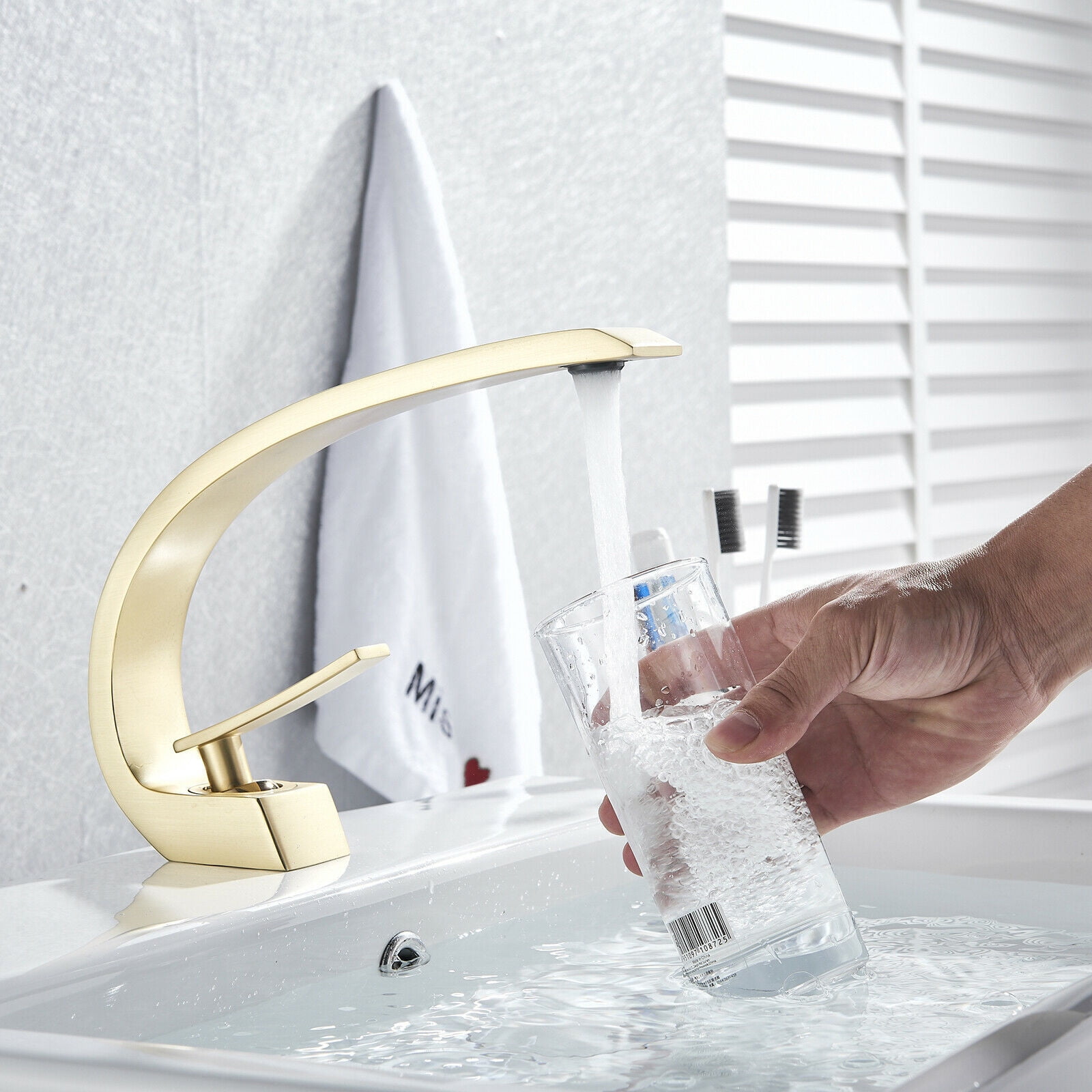 LIFFSSDG Bathroom Faucet, Low Arc Ceramic Valve Vanity Single Hole ...