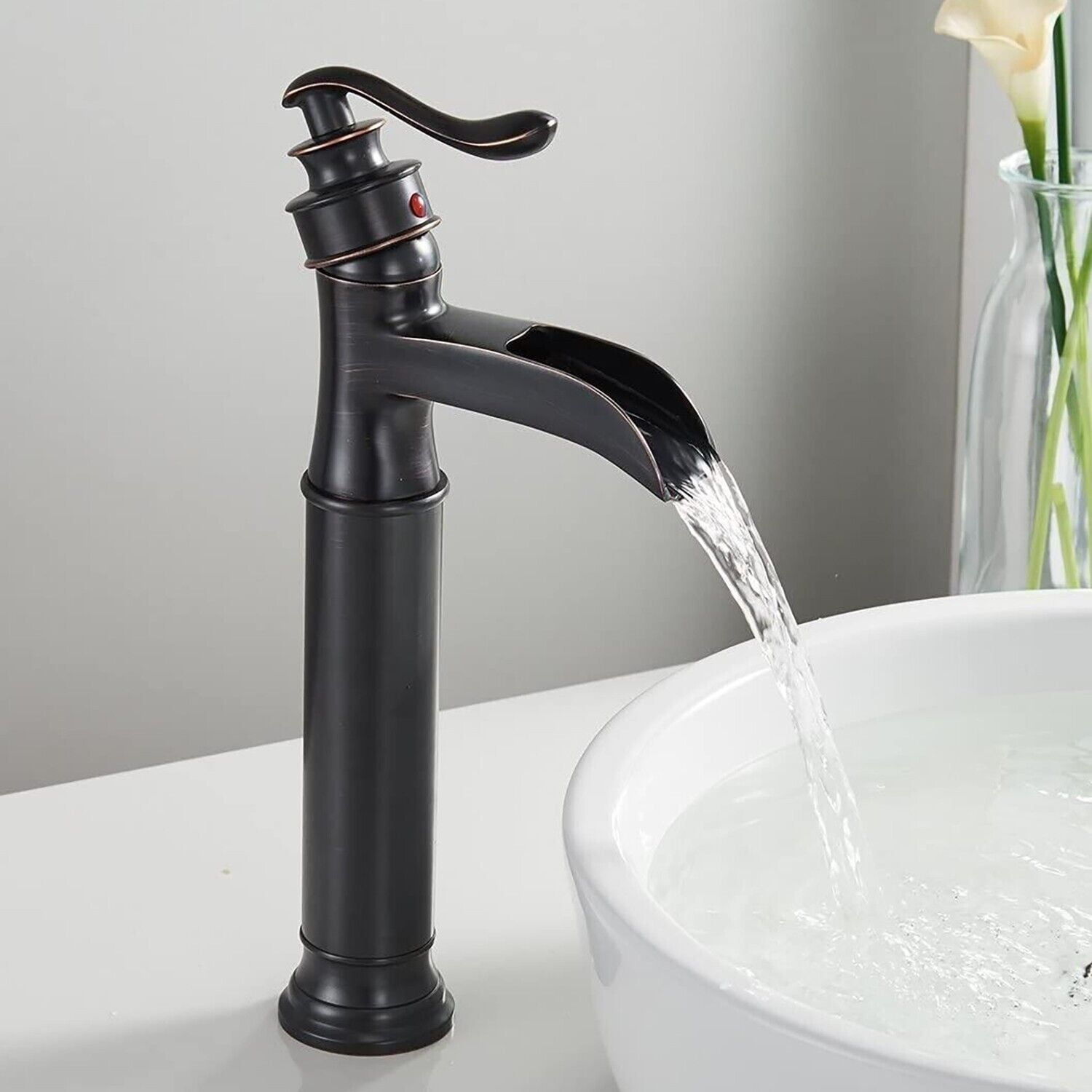 LIFFSSDG Bathroom Faucet for Sink, Single Handle Hole Waterfall Spout ...