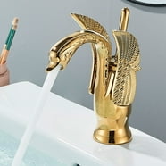 "Zovajonia Gold Swan Bathroom Sink Faucet, 3 Hole 8"" Widespread ...