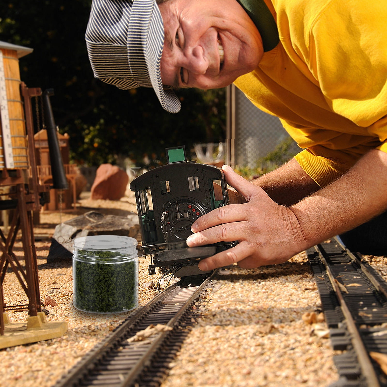 LIFKOME 1 Bottle Train Sand Table Diorama Static Grass Coarse Particle Bushy Powder for Models ...