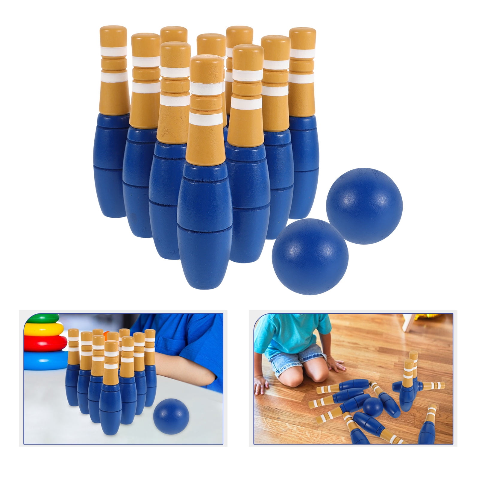 LIFKOME 1 Set Children Bowling Pins Kids Indoor Wood Bowling Pins Wood ...