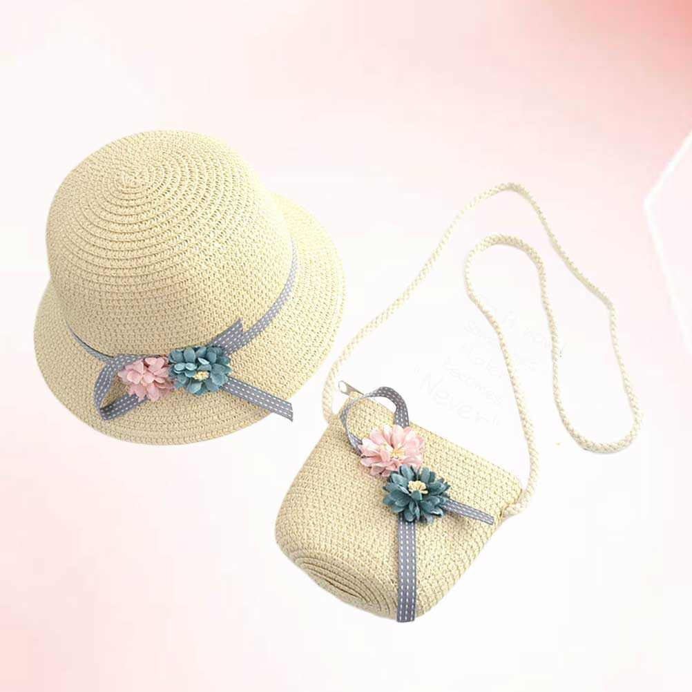 LIFKOME 1 Set Girl Beach Bag and Hat Combination Straw Tote Bag Perfect ...