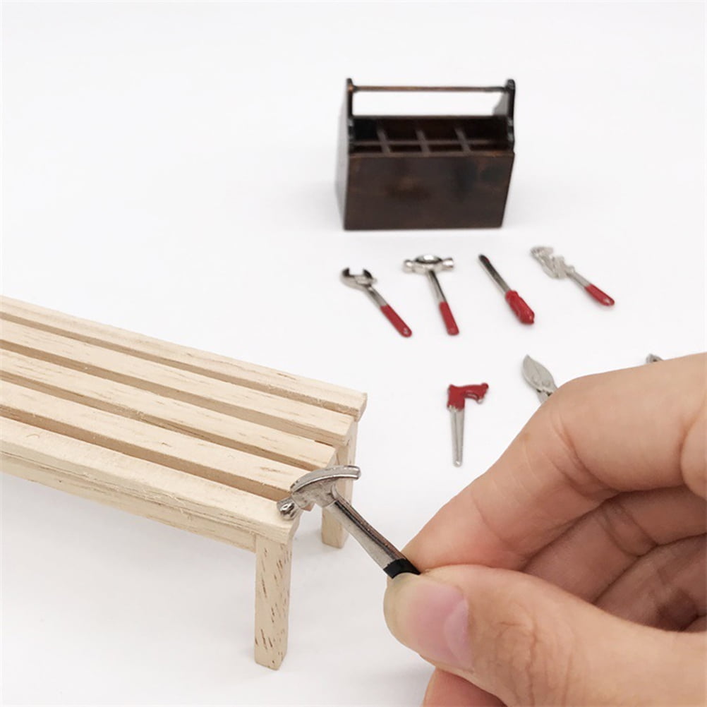 LIFKOME 1 Set Mini Tool Box Wooden Metal for 1:12 Miniature House and ...
